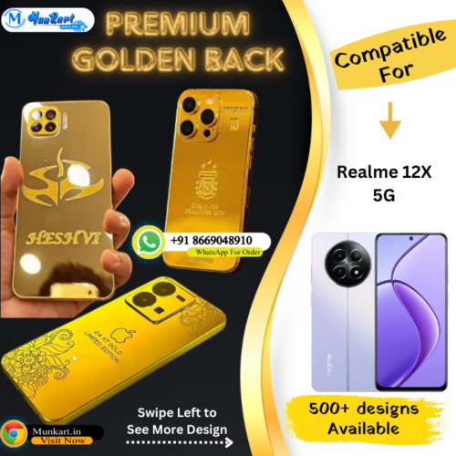 Realme 12X 5G Luxury Golden Back Panel - Munkart.in